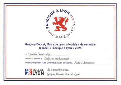 Brochier Soieries, Maison de soierie lyonnaise labellisée Fabriqué à Lyon.